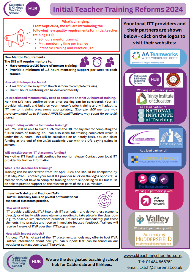 Calderdale and Kirklees Teaching School Hub - Information for Schools